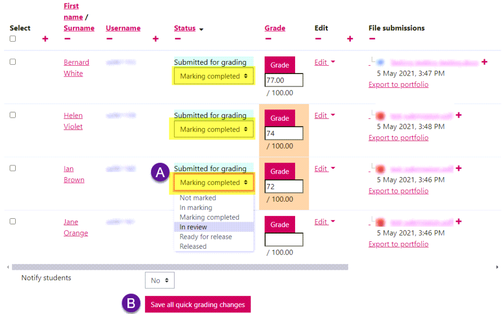 How do I manage marking and the release of grades using ‘Marking workflow’ in a Moodle ...