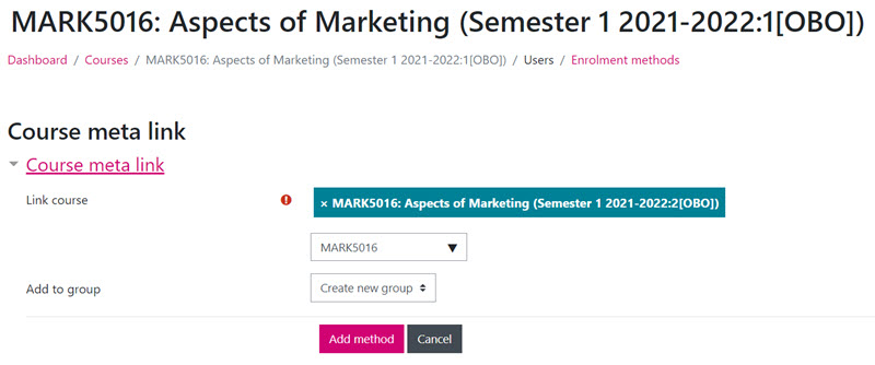 How do I meta link Moodle courses? – Digital Education Support at Brookes