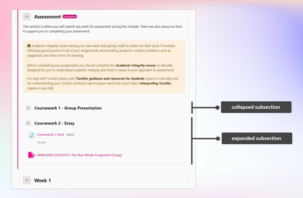 How do I use Moodle Subsections effectively? – Digital Education Support at Brookes